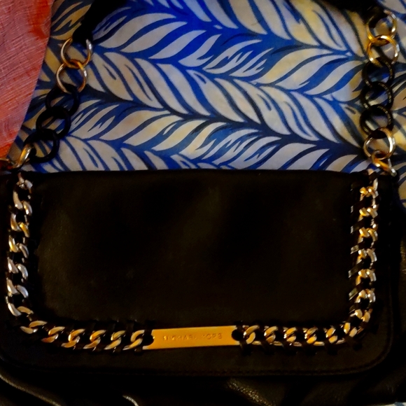 Michael Kore | Bags | Michael Kore Small Black Bag With Chain Around ...
